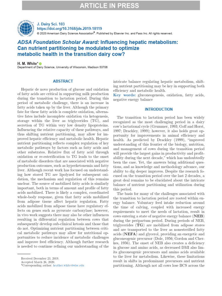 ADSA Foundation Scholar Award | PDF | Citric Acid Cycle | Chemistry