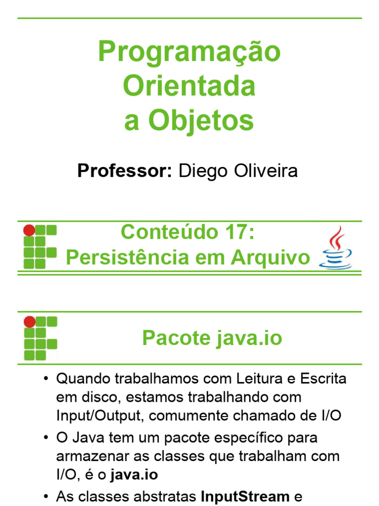 POO17 - Persistencia Em Arquivo | PDF