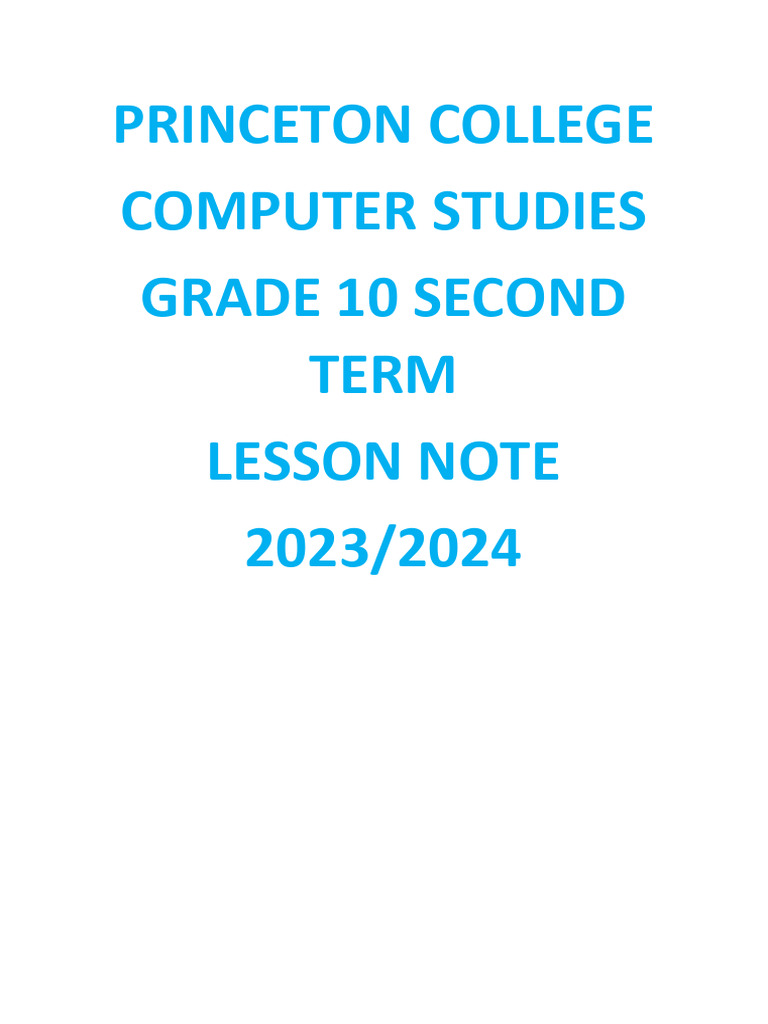 Grade 10 Computer Studies Lesson Plan | PDF | Assembly Language ...