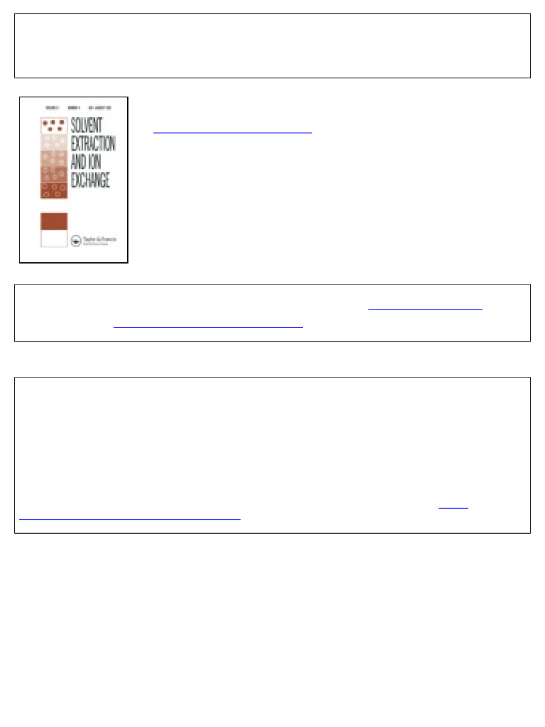 Solvent Extraction and Ion Exchange | PDF | Coordination Complex | Ligand
