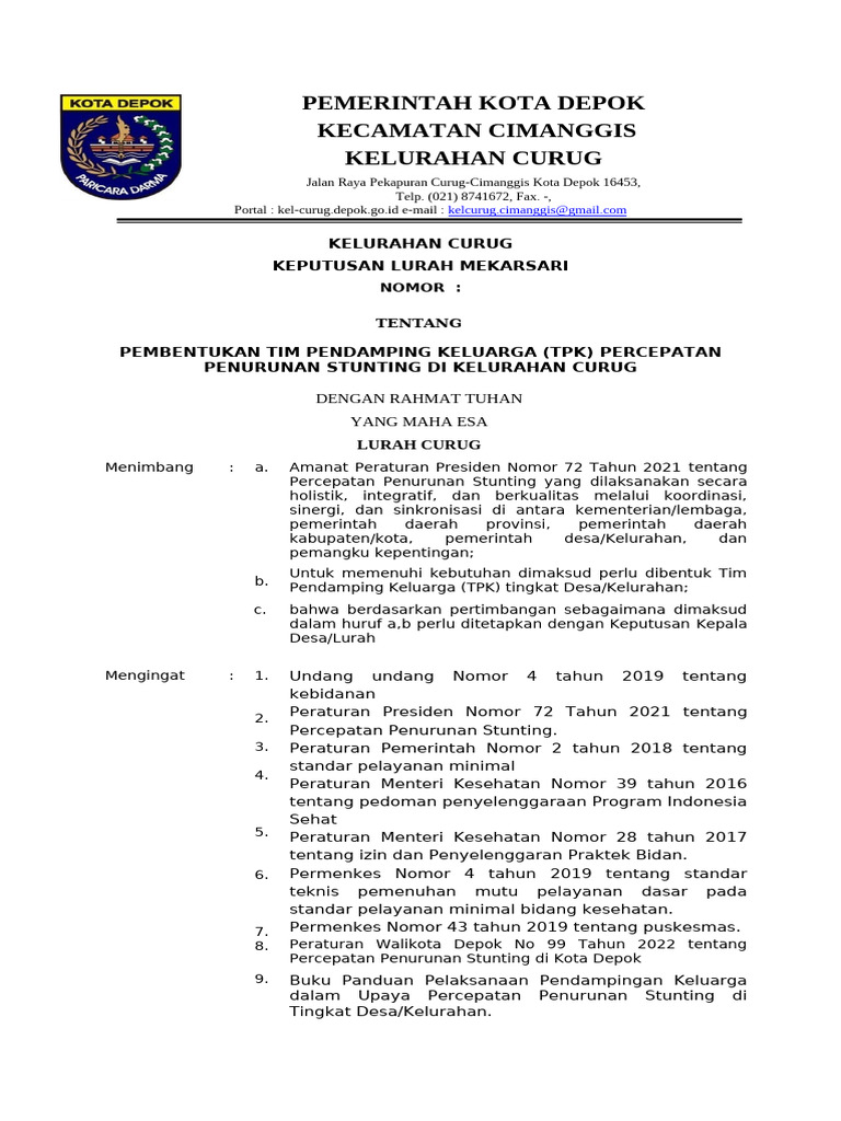 Draft SK TPK Kel - Curug 2024 | PDF