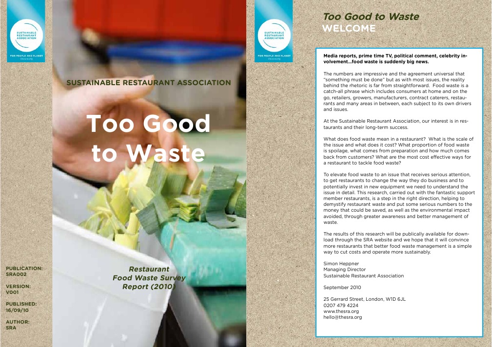 Sra002 Sra Food Waste Survey - Full Report | PDF | Greenhouse Gas | Waste