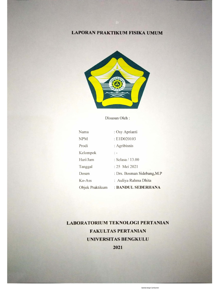 LP4.PRAK FISIKA_BANDUL SEDERHANA_OSY APRIANTI_E1D020103 | PDF