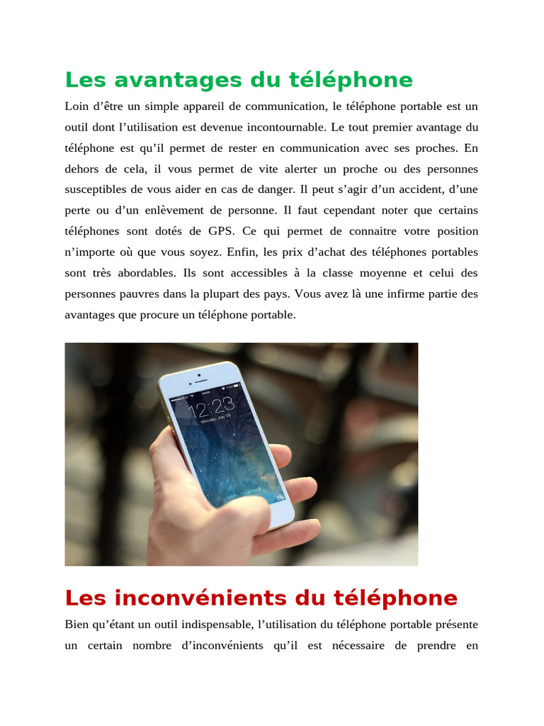 Avantages et inconvénients du téléphone | PDF