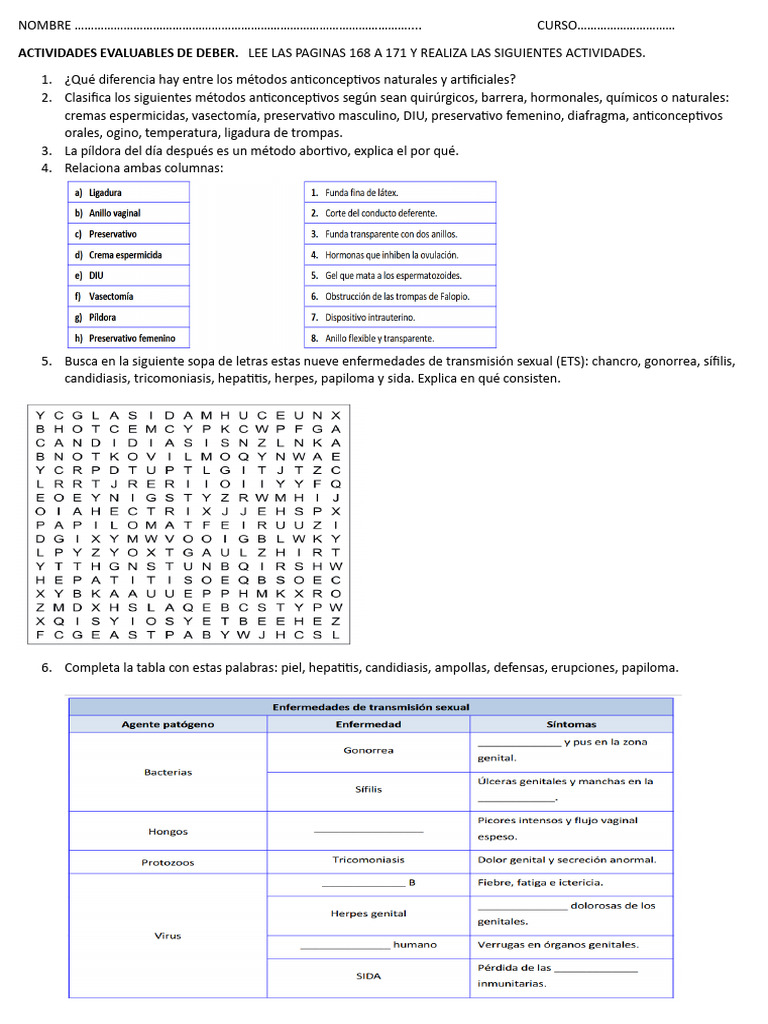 DEBERES DE PASCUA 3º ESO | PDF