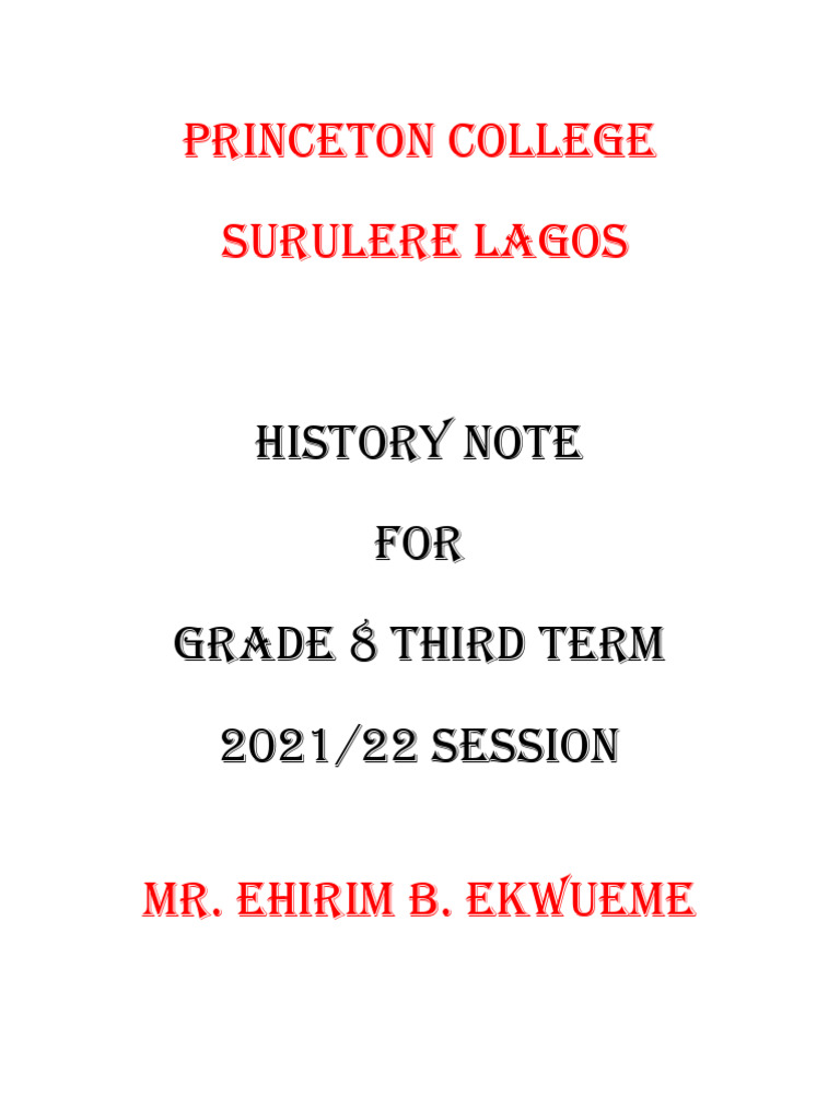 History Grade 8 Third Term Note 2022 | PDF