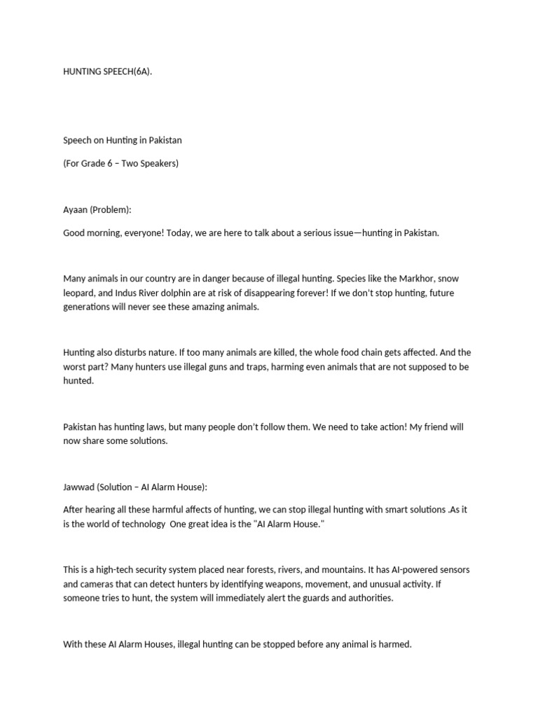 Hunting Speech | PDF