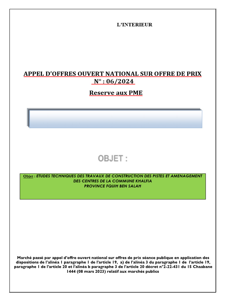 Appel d'offres pour construction à Khalfia | PDF | Économie
