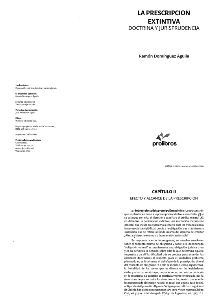 La Prescripción Extintiva - R. Domínguez Á. | PDF | Estatuto de limitaciones | Pagos