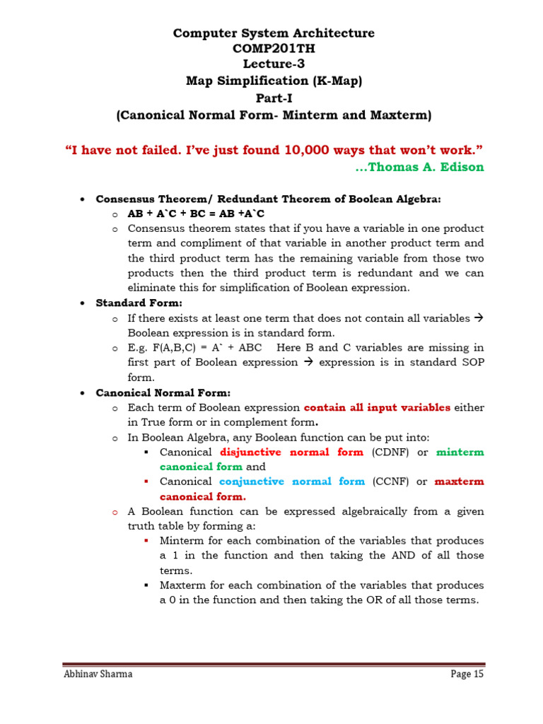Lecture 3 Minterms and Maxterms | PDF | Boolean Algebra | Teaching Mathematics