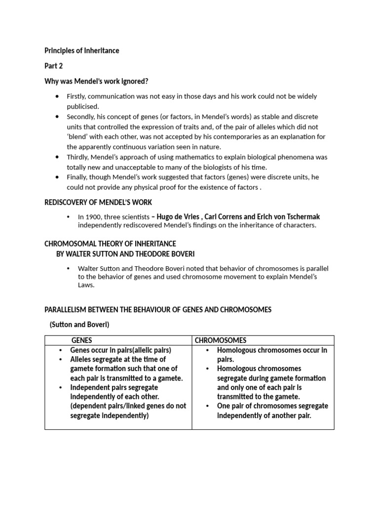 Principles of Inheritance Notes Part 2 | PDF | Genetic Linkage ...