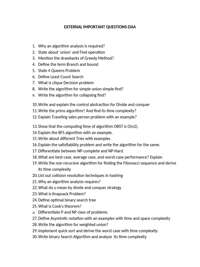 Daa Important Questions | PDF