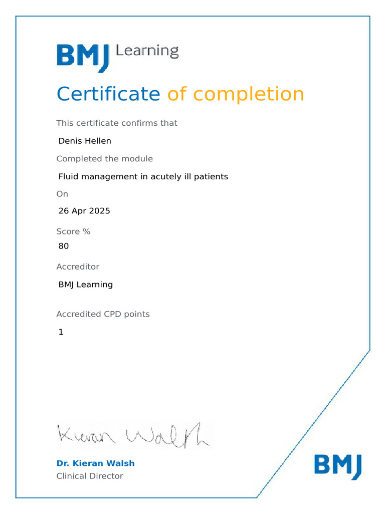 BMJ - Learning - Certificate 26 Apr 2025 | PDF