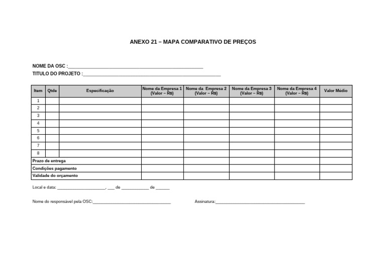 Anexo 21 Mapa-Comparativo Preco | PDF
