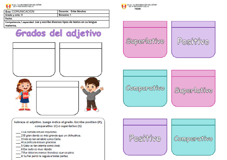 El Adjetivo y Sus Grados Ciclo V | PDF