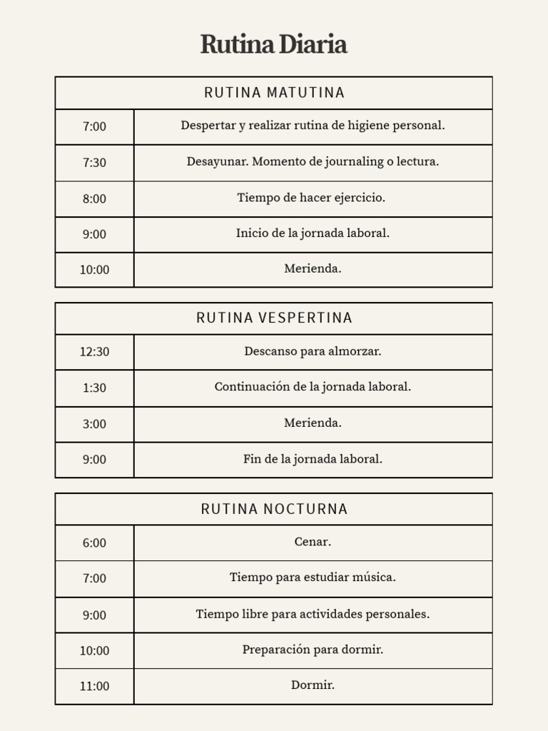 Rutina Diaria | PDF