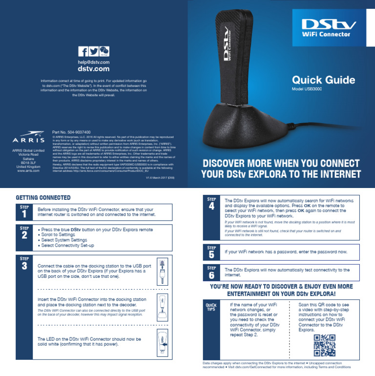 DSTV Wifi Connector Quick Guide | PDF | Wi Fi | Usb