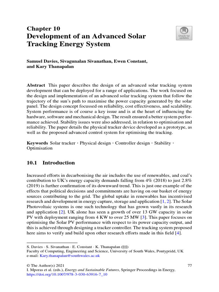 Development of An Advanced Solar Tracking Energy System | PDF | Solar Power | Control Theory