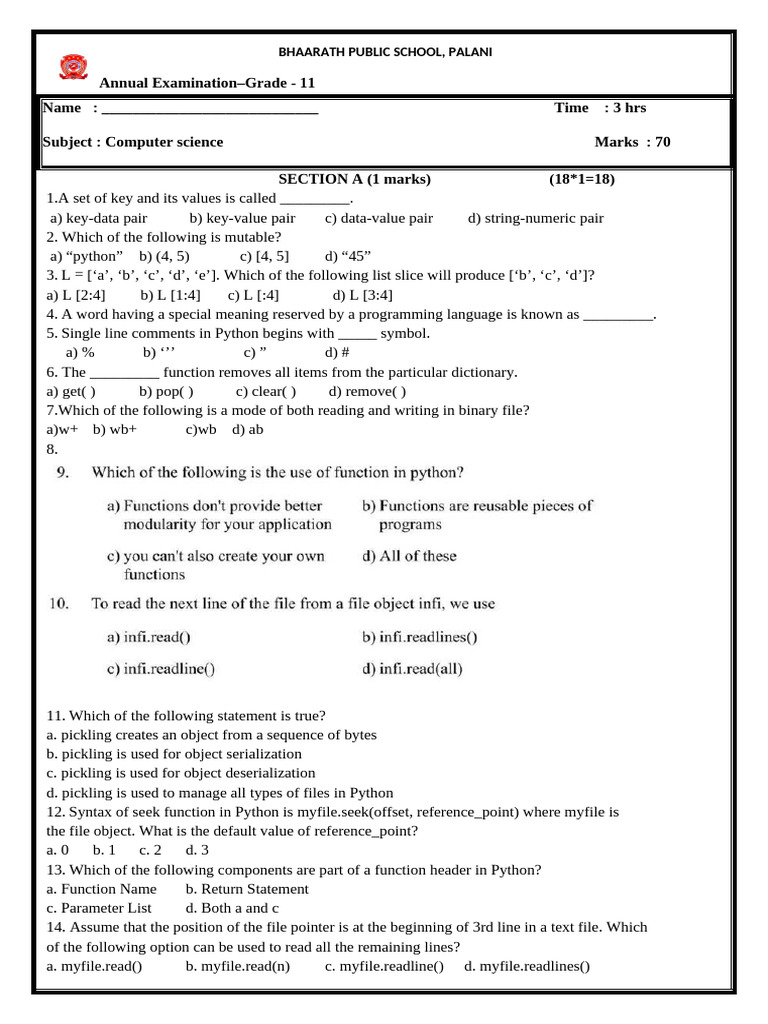 G122026csmat 11th With File Handlig | PDF | Parameter (Computer Programming) | Computer File