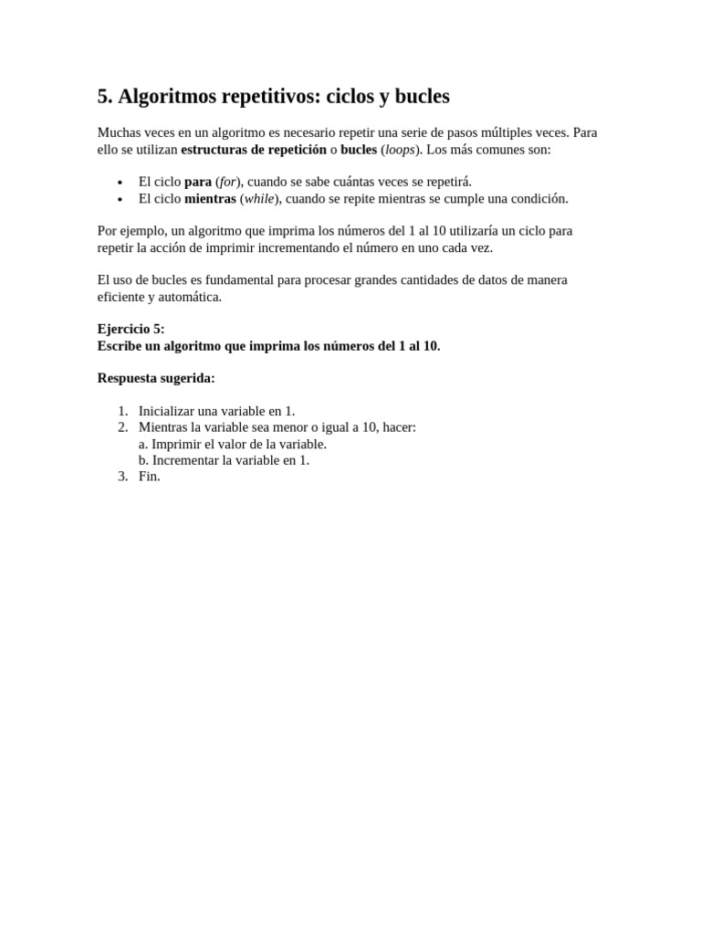 Algoritmos: Bucles y Estructuras de Repetición | PDF