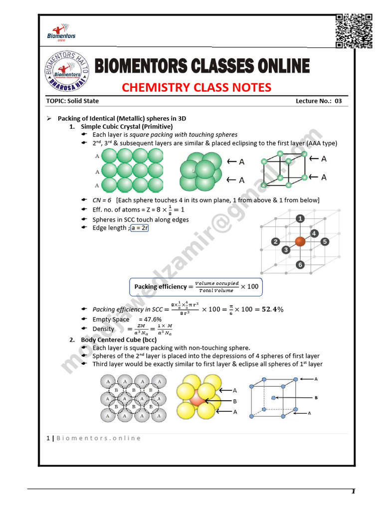 Solid State Lecture - 3 Notes | PDF | Crystallography | Phases Of Matter