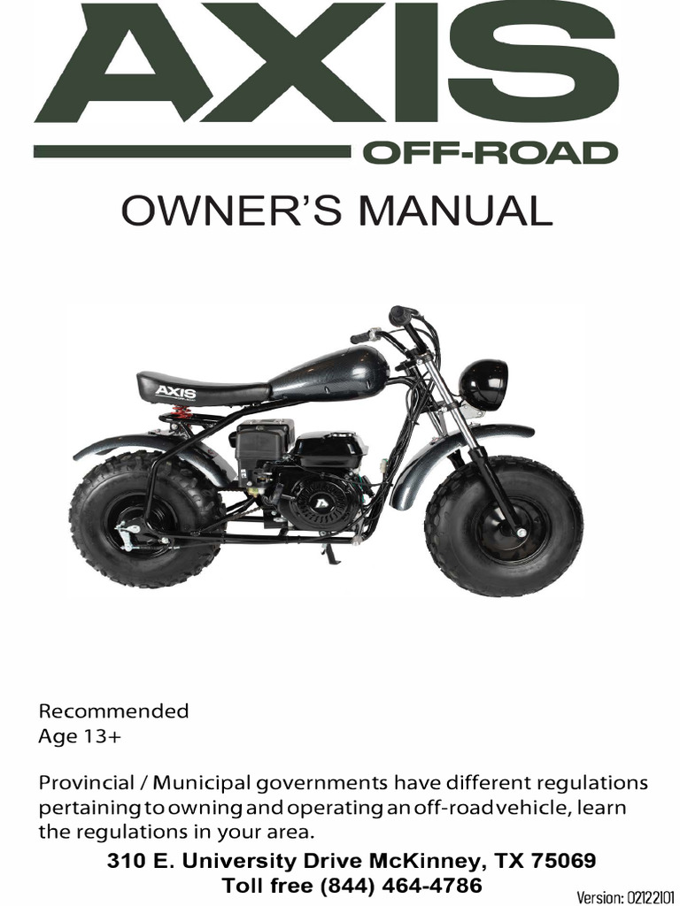 Mini Bike M200 Owner's Manual | PDF | Gasoline | Throttle