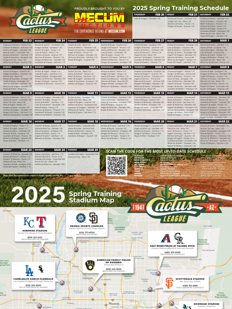 Cactus League Schedule & Map 2025 v7 | PDF | Chicago Cubs | Phoenix