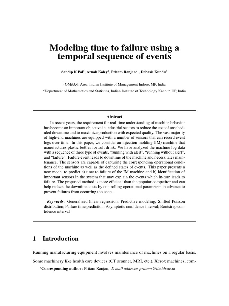 Modeling Time To Failure Using A Temporal Sequence | PDF ...
