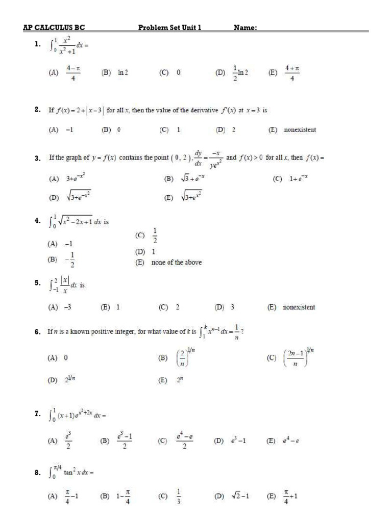 Problem Set Unit 1 With Answers 2014 | PDF