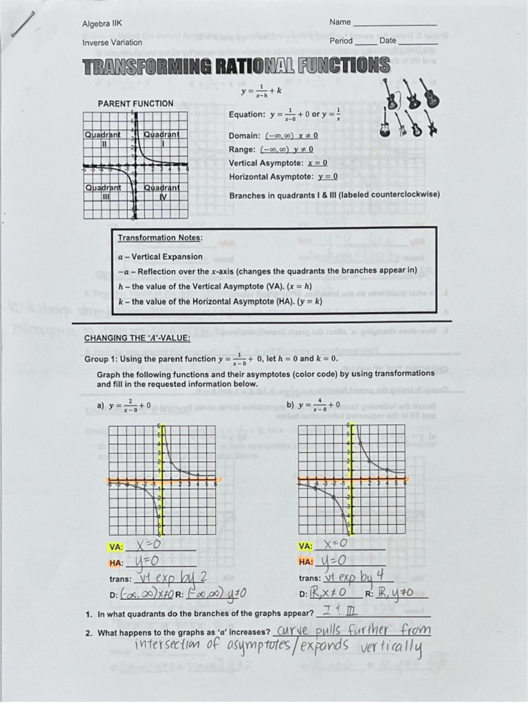 04 13 23+Transforming+Rational+Functions+ (GUITARS) +KEY | PDF