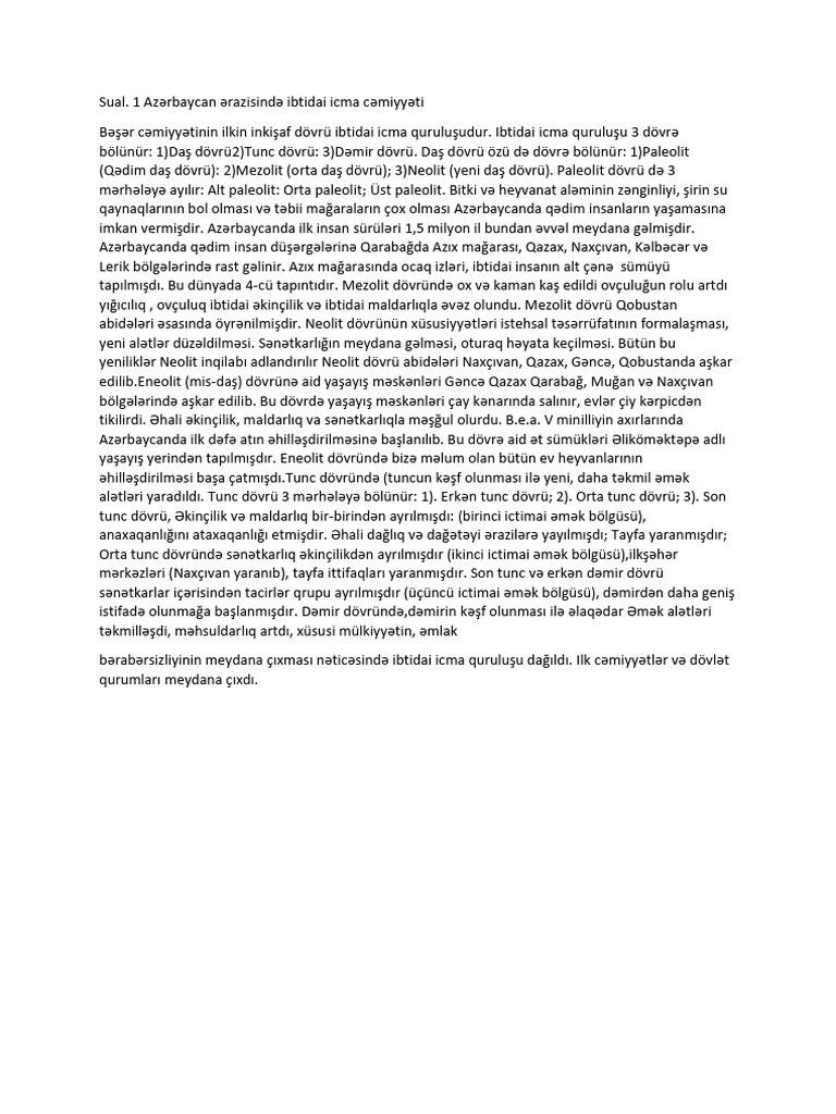 Tarix İmtahan sualları | PDF