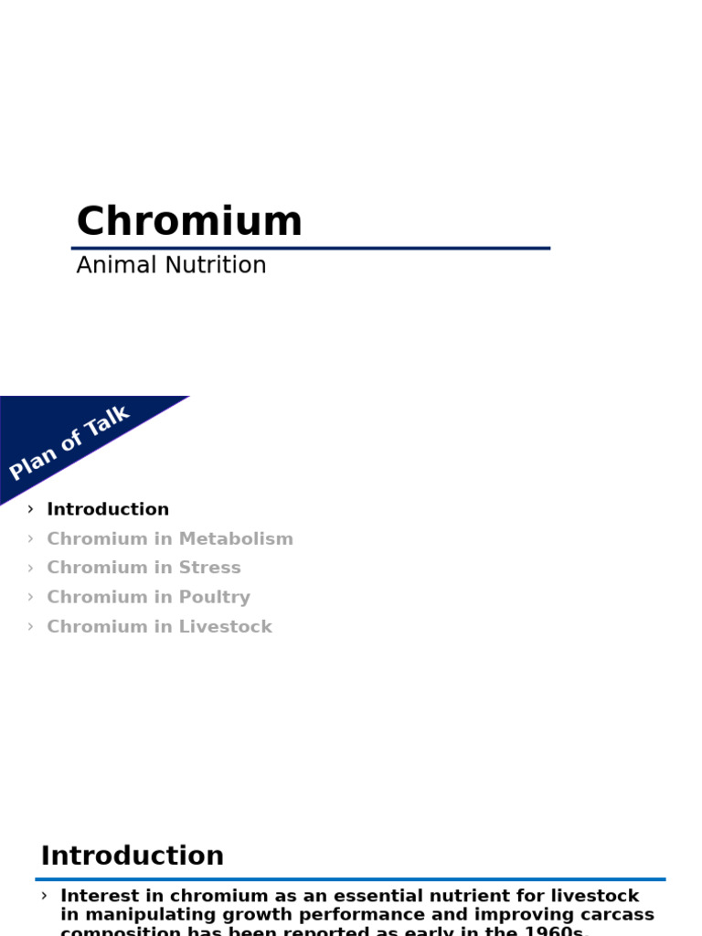 Chromium's Role in Animal Nutrition | PDF | Biochemistry | Chemistry