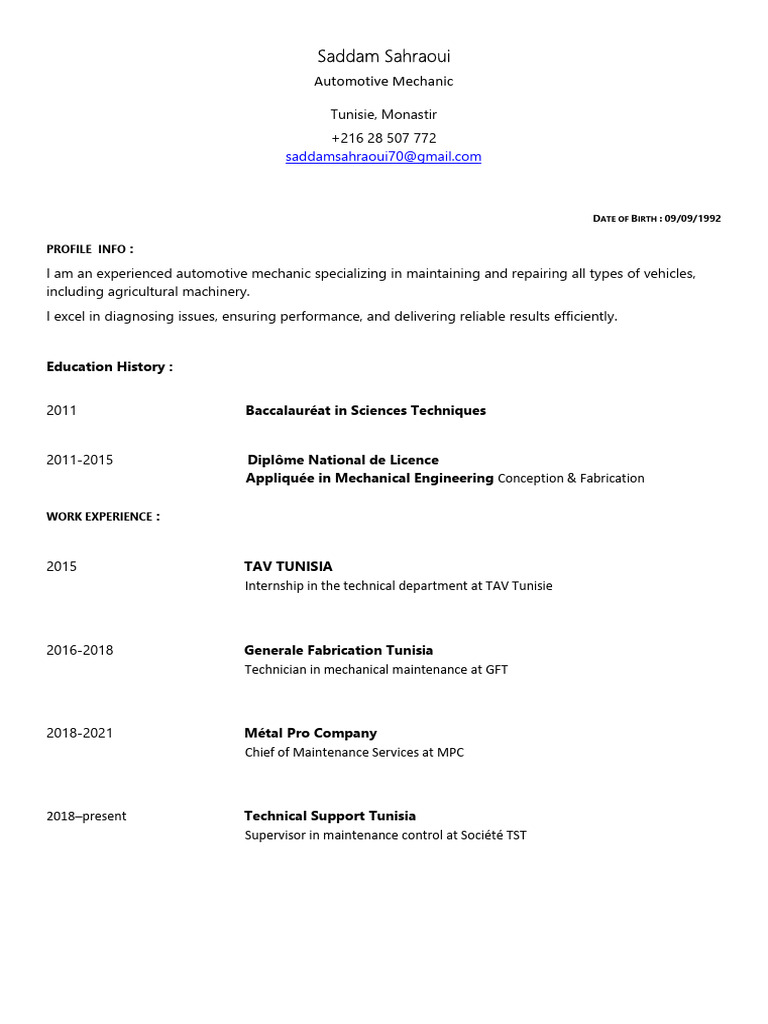 saddam sahraoui CV | PDF