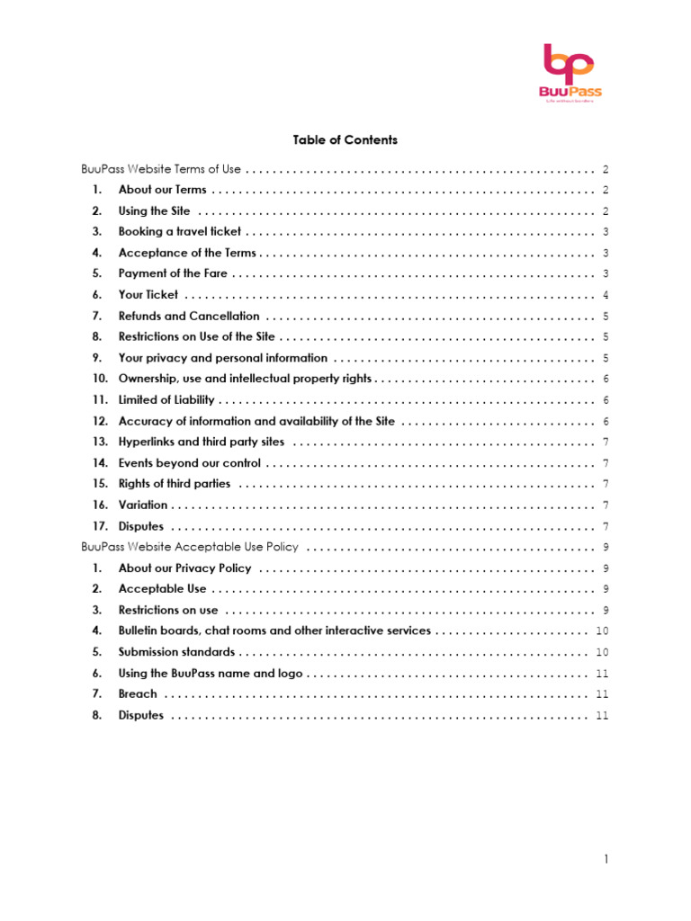 BuuPass Website Terms of Use | PDF | Ticket (Admission) | Arbitral Tribunal