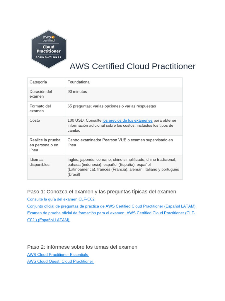 Cloud Practitioner AWS | PDF | Servicios web de Amazon | Computación en ...