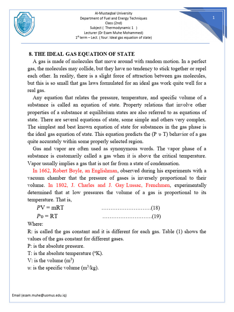 Ideal Gas Equation of State Explained | PDF | Gases | Temperature
