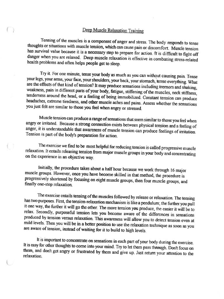 Deep Muscle Relaxation Training | PDF