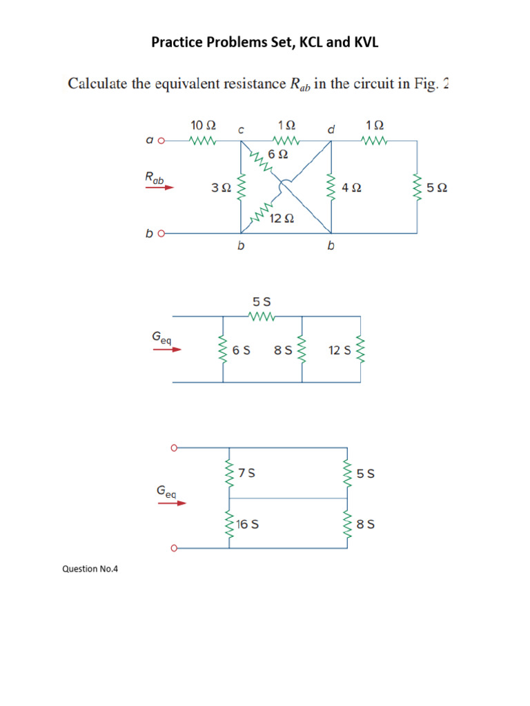 KCL and KVL Practice Problems Set | PDF