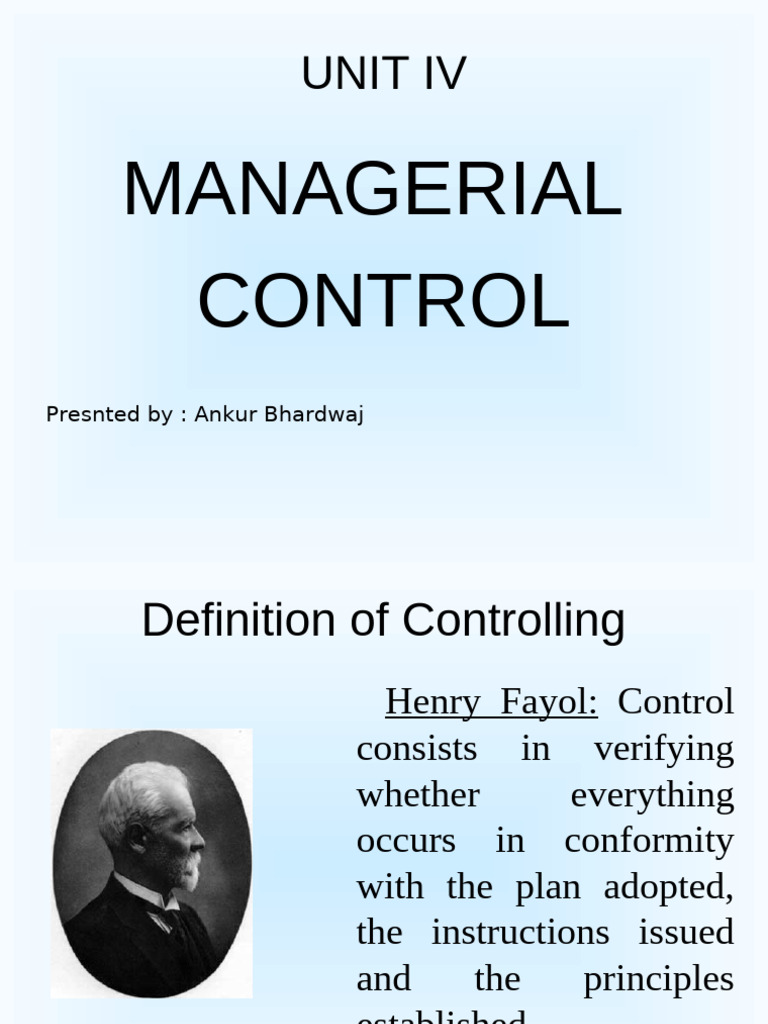 Managerial Control: Key Concepts & Techniques | PDF | Disciplines ...