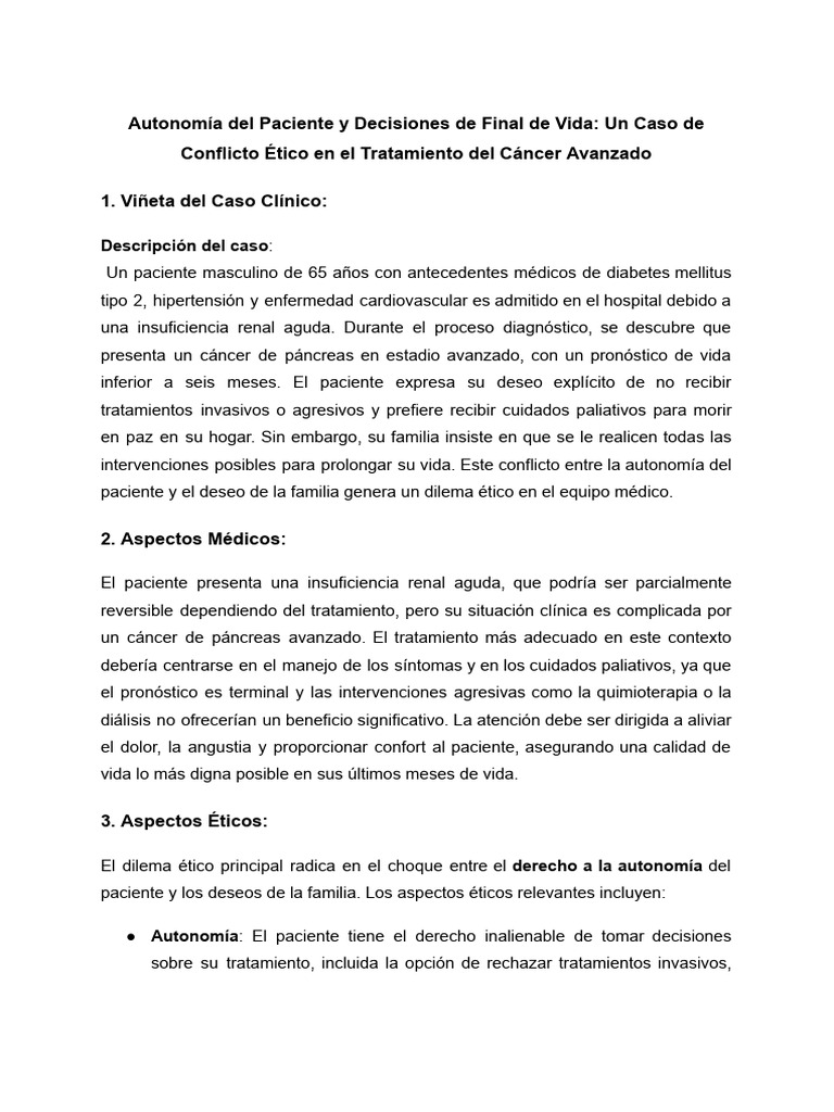 Autonomía del Paciente en Cuidados Paliativos | PDF | Cuidados ...