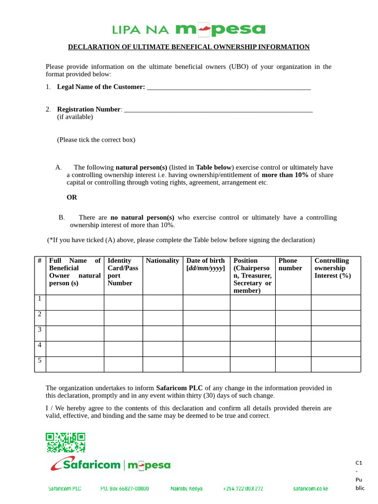 Ultimate Beneficial Ownership Declaration | PDF | Limited Liability ...