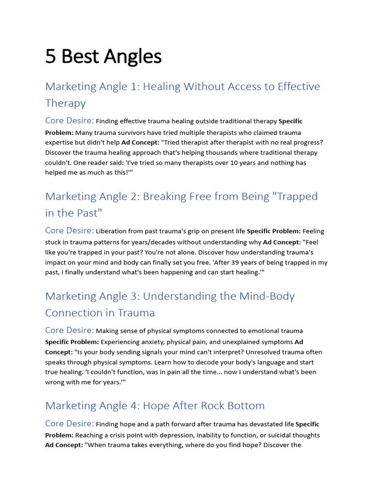 5 Effective Trauma Healing Angles | PDF | Psychological Trauma ...