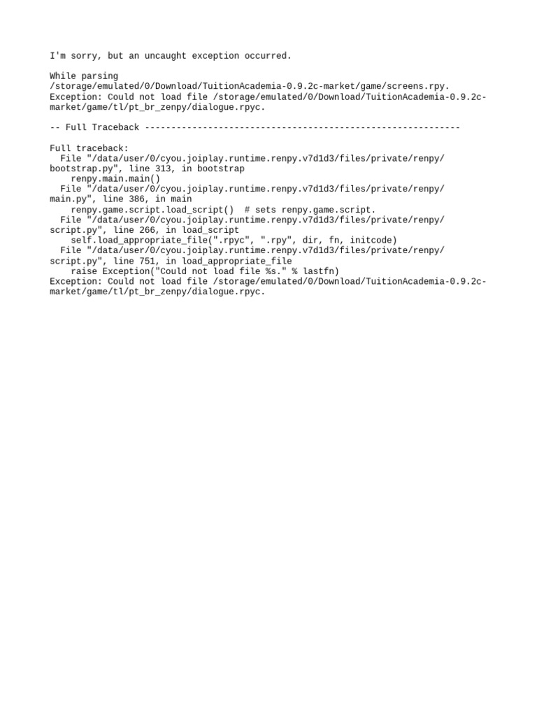 Ren'Py Game File Load Error | PDF