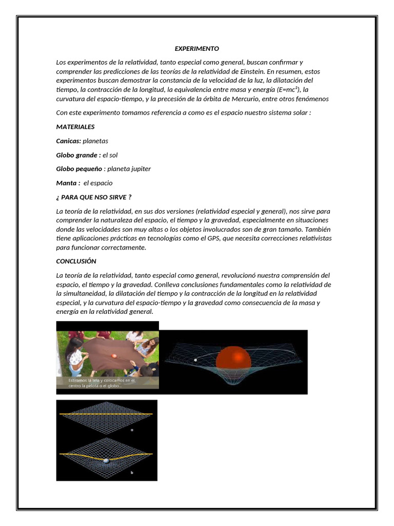 Experimentos sobre la Relatividad de Einstein | PDF