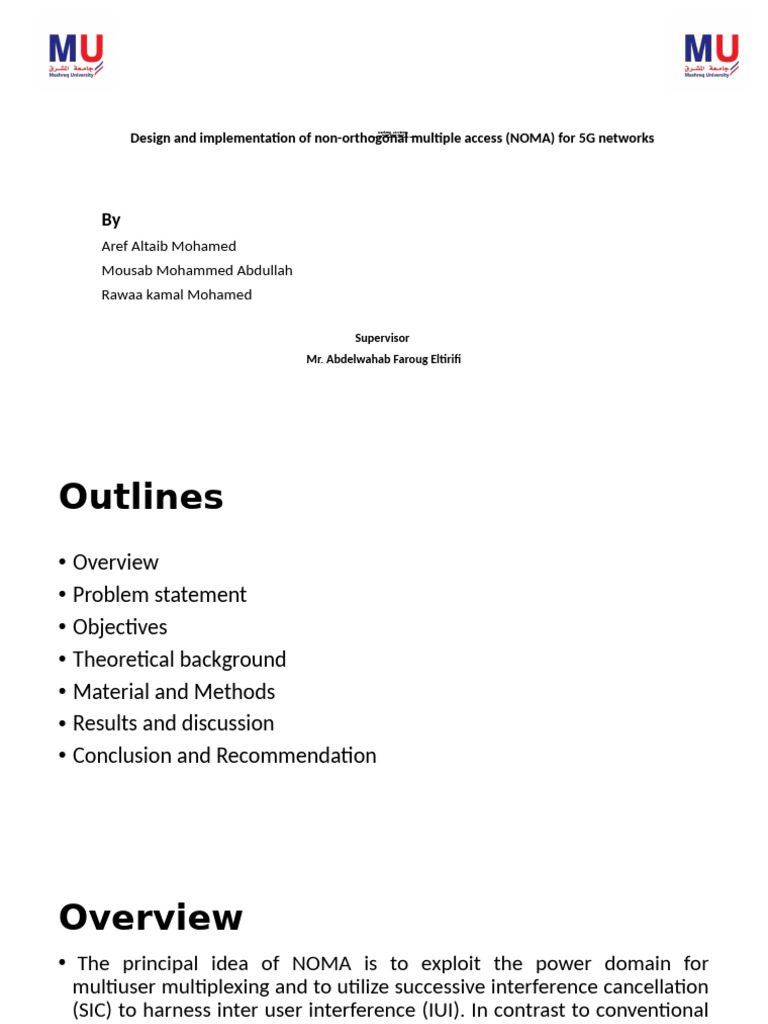 Design and Implementation of Non-Orthogonal Multiple Access (NOMA) For 5G Networks | PDF ...