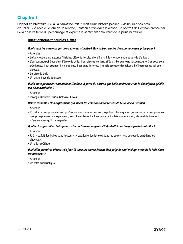 L'enfaon : amour et différences en classe | PDF | Amour | Émotions