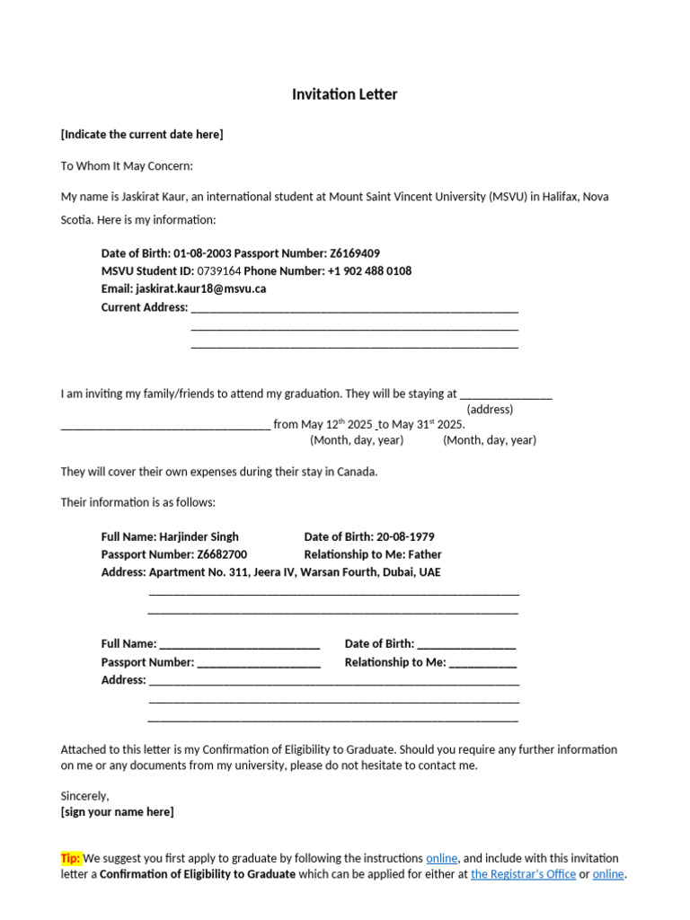 Invitation Letter Template Convocation | PDF