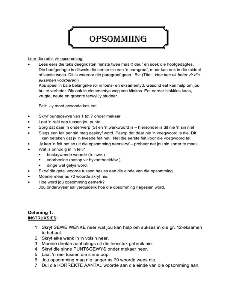 Opsomming - Hoe Om Sukses.. | PDF