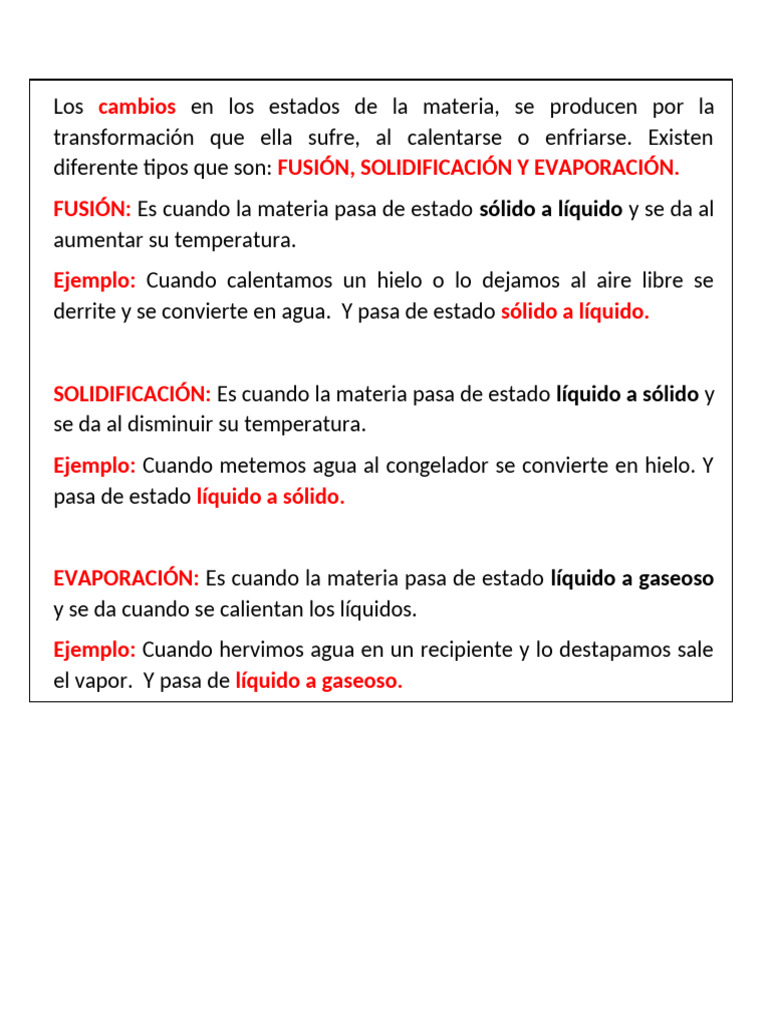 Los Cambios en Los Estados de La Materia | PDF