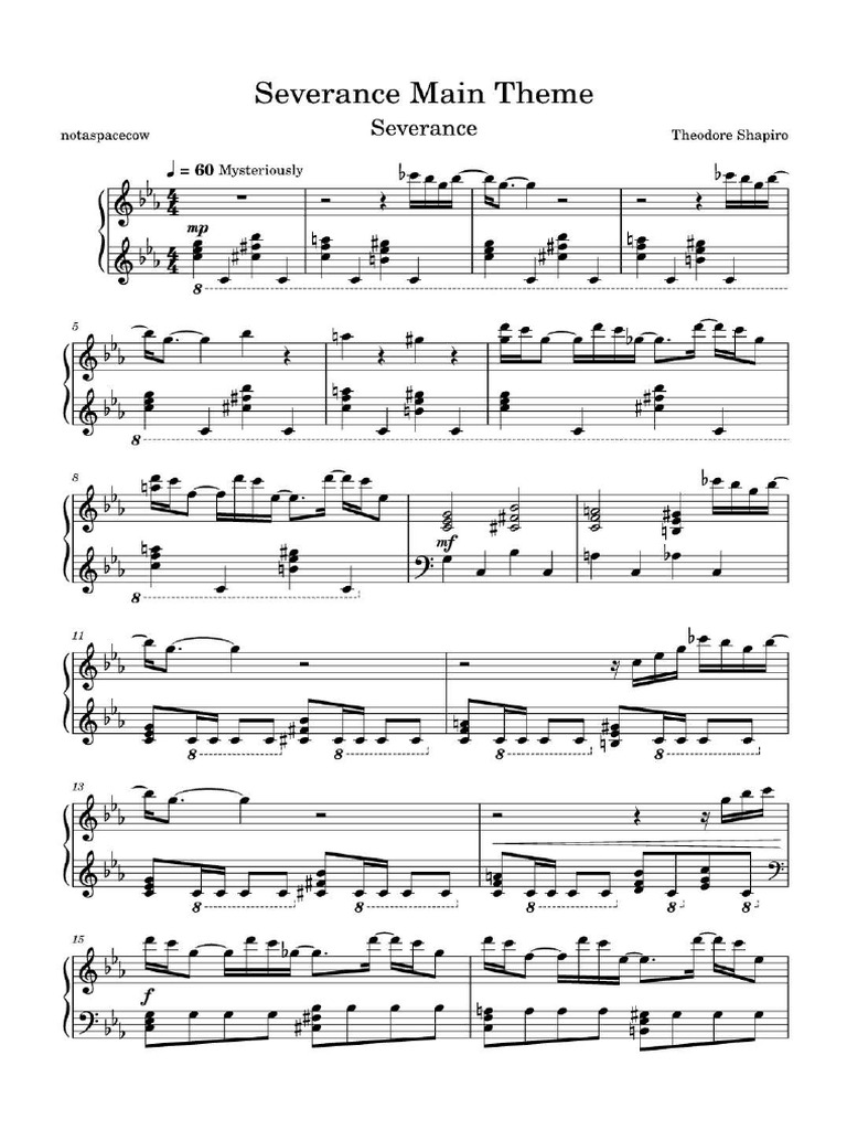 Theodore Shapiro-Severance Main Theme - Intermediate | PDF